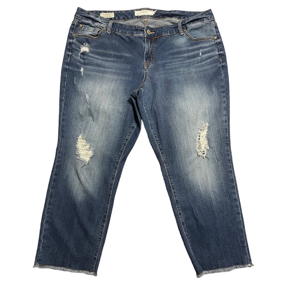 torrid | Jeans | Torrid Boyfriend Distressed Jeans With Raw Hem Stretch ...